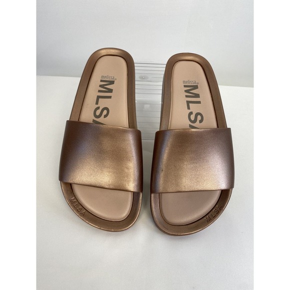 Melissa | Shoes | Melissa Mlsa Womens Beach Slide Gold Shine Sandals ...